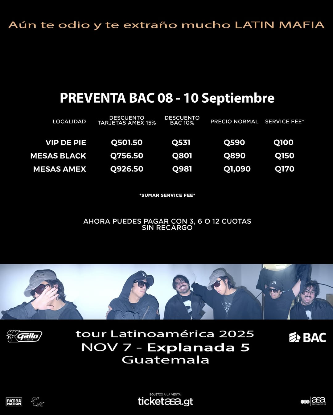 Latin Mafia en Guatemala: Concierto confirmado en la gira “Aún te odio y te extraño mucho ...